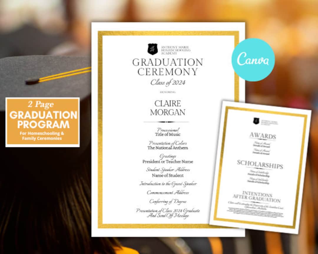 High School Graduation Ceremony Program Template Homeschool Graduation ...