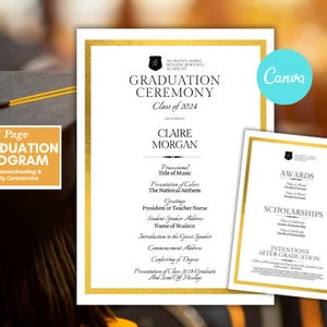 Homeschool Graduation Ceremony Program Template, Editable Canva ...