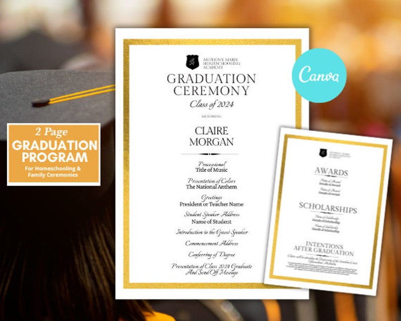 High School Graduation Ceremony Program Template Homeschool Graduation ...