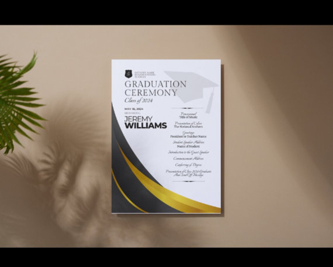 High School Graduation Ceremony Program Template Homeschool Black and ...