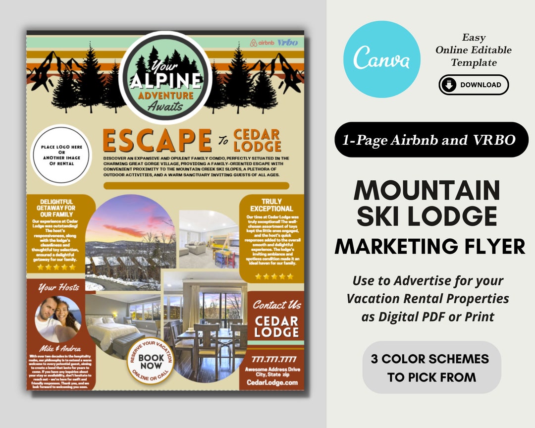 Airbnb Flyer Template Canva, Vacation Rental Marketing, Airbnb ...