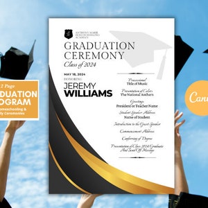 High School Graduation Ceremony Program Template Homeschool Black and ...