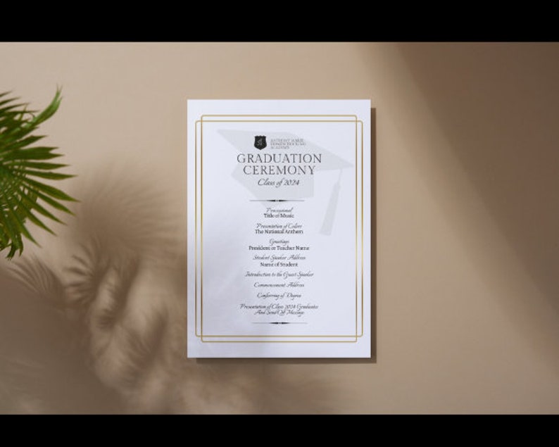 Classic Gold High School Graduation Ceremony Program Template Home ...
