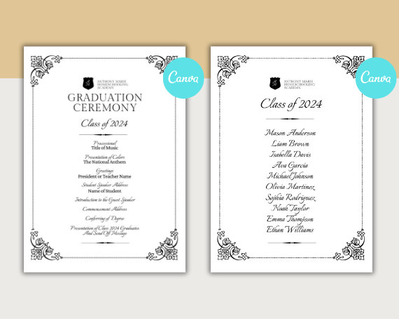 Formal Black High School Graduation Ceremony Program Template Home ...