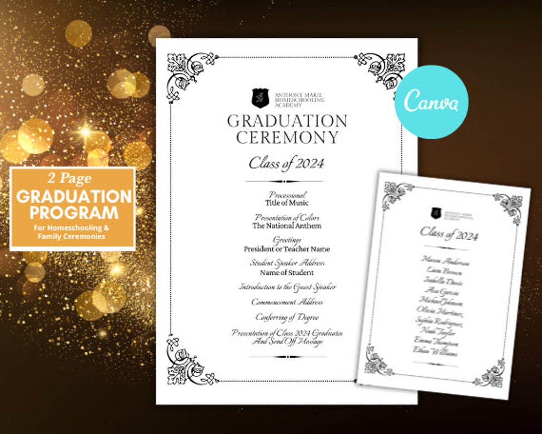 Formal Black High School Graduation Ceremony Program Template Home ...