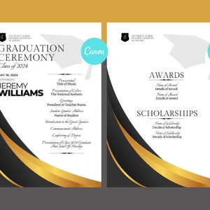 High School Graduation Ceremony Program Template Homeschool Black and ...