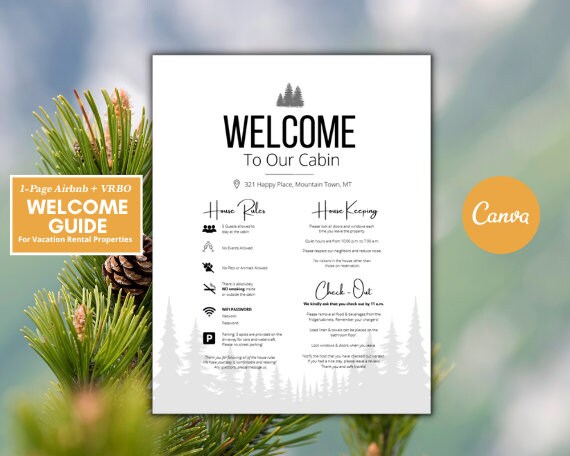 Woodland Forest Cabin Airbnb Sign, Airbnb House Rules, Mountains, VRBO ...