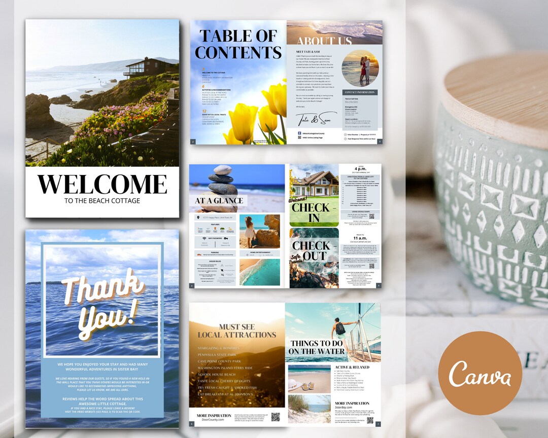 Beach House Welcome Sign, Tropical Rental Welcome Book, Airbnb House ...