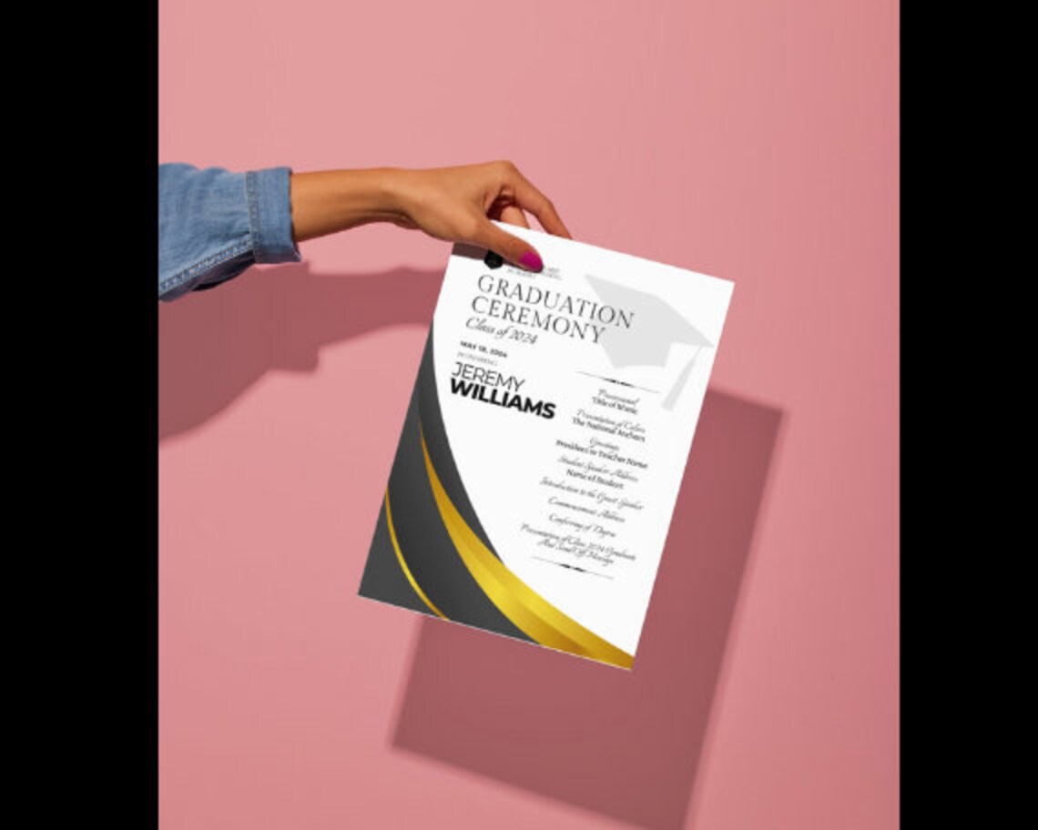 High School Graduation Ceremony Program Template Homeschool Black and ...