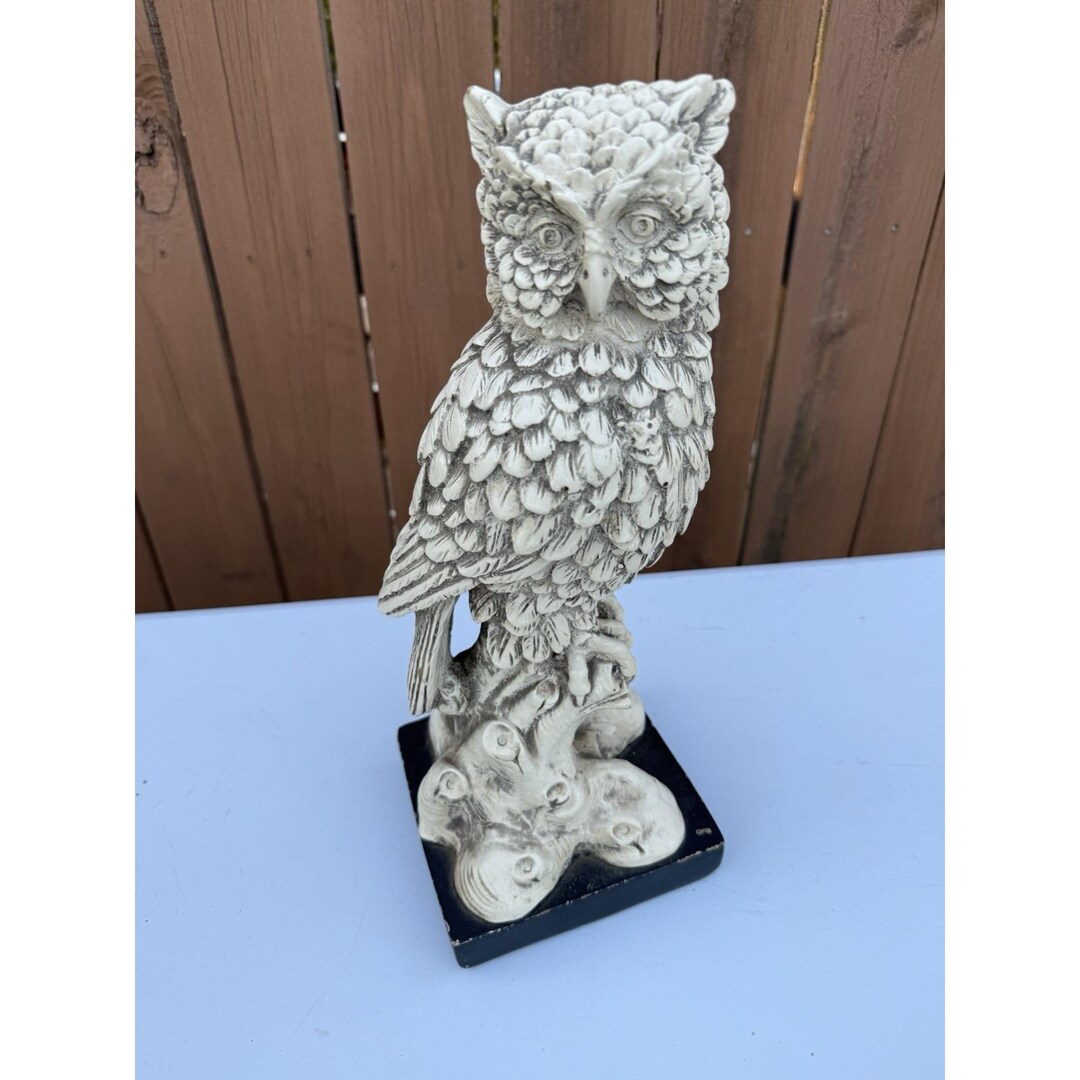 Vintage MCM 14" Marwal Majestic Owl on Perch Art Sculpture Statue ...
