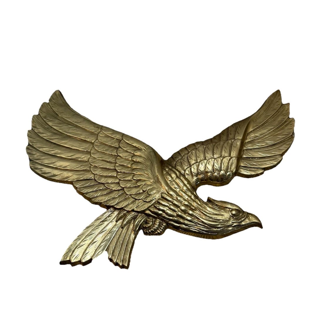 Patriotic Brass Eagle Swooping Wall Hanging Plaque Mid Century 16" - Etsy