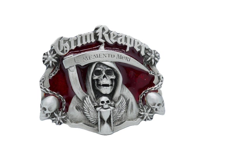 Grim Reaper memento Mori Belt Buckle. Comes With a Buckle Gift Box ...