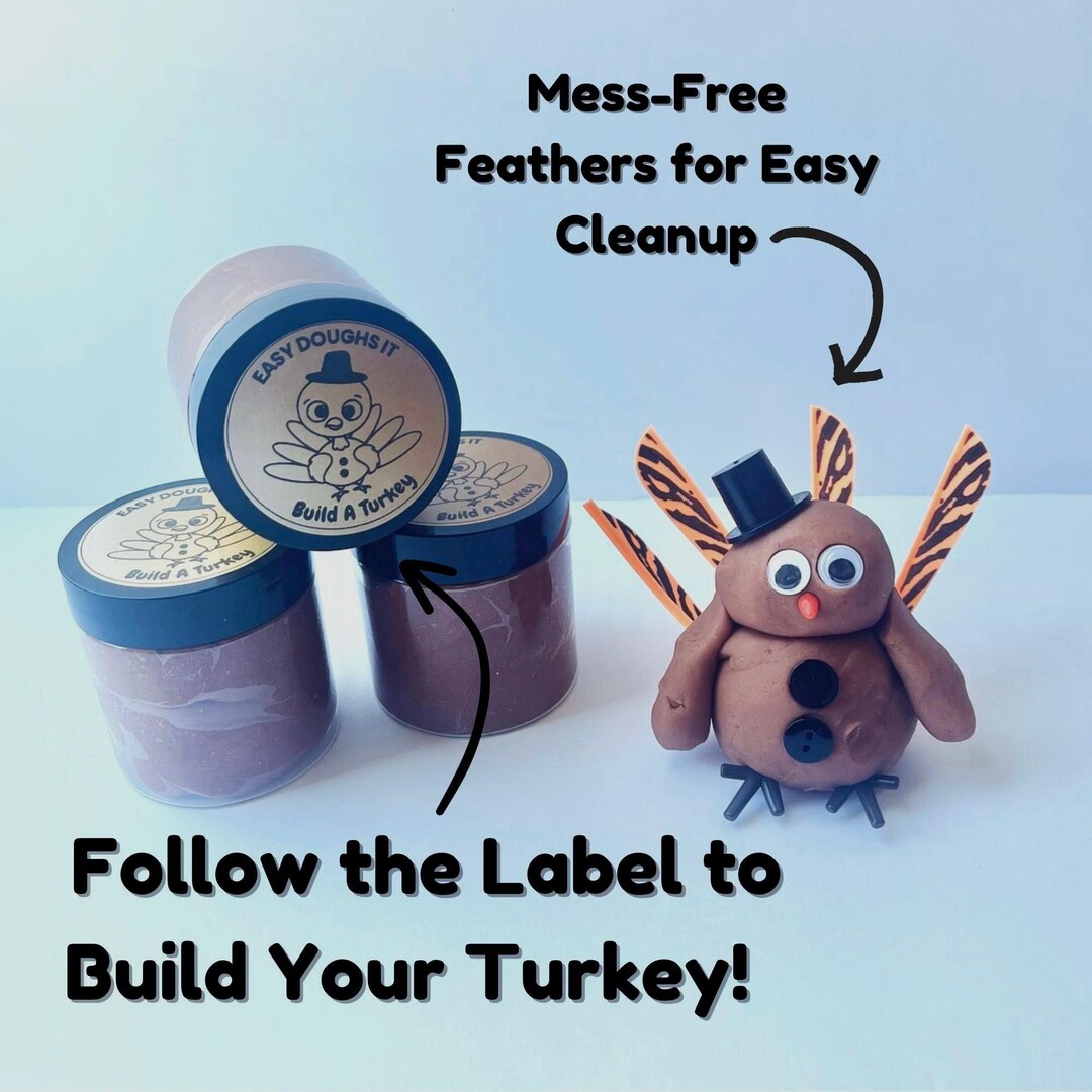 Build-a-turkey Play Dough Kit Jar - Fall Craft & Thanksgiving Activity ...