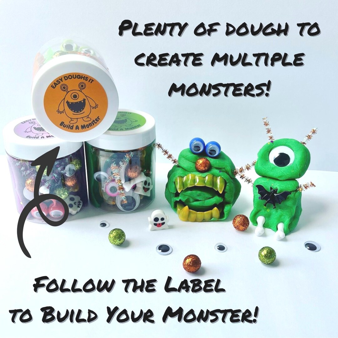 Build-a-monster Play Dough Sensory Kit Jar - Fun Halloween or Anytime ...