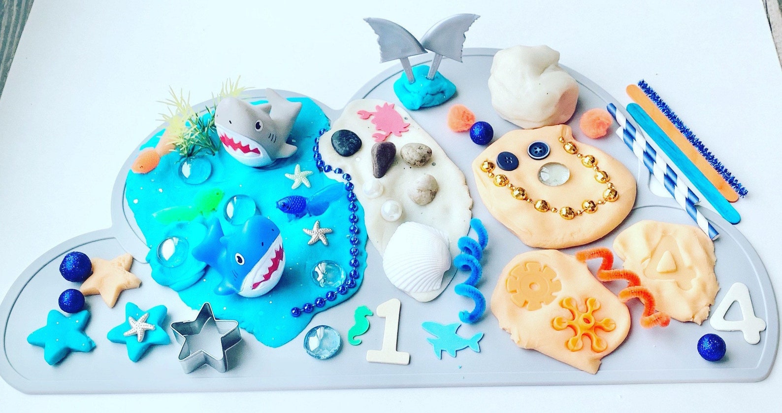 Shark Play Dough Kit, Ocean Play Dough Kit, Beach Play Dough, Shark ...