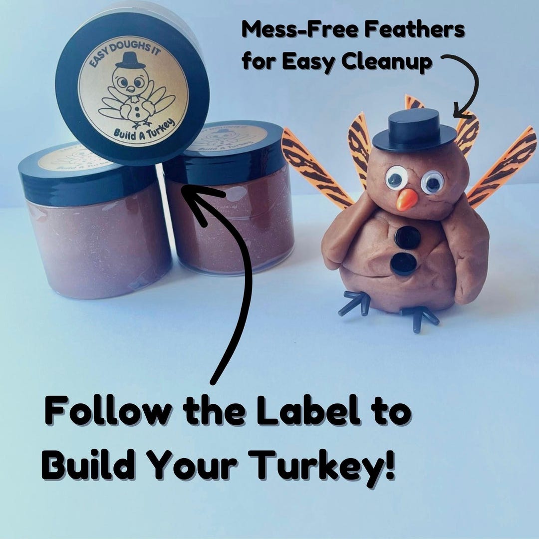 Build-a-turkey Play Dough Kit Jar - Fall Craft & Thanksgiving Activity ...