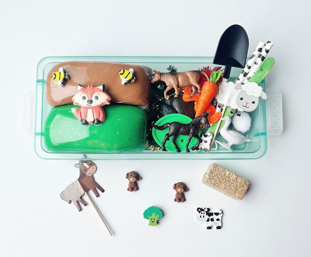 Farm Animal Themed Play Dough Sensory Kit | Long-lasting Homemade Dough ...