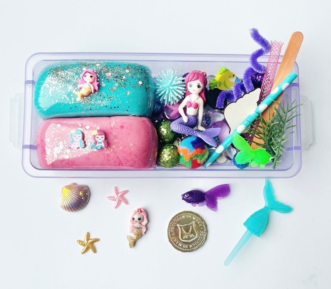 Mermaid Themed Play Dough Sensory Kit | Long-lasting Homemade Dough ...