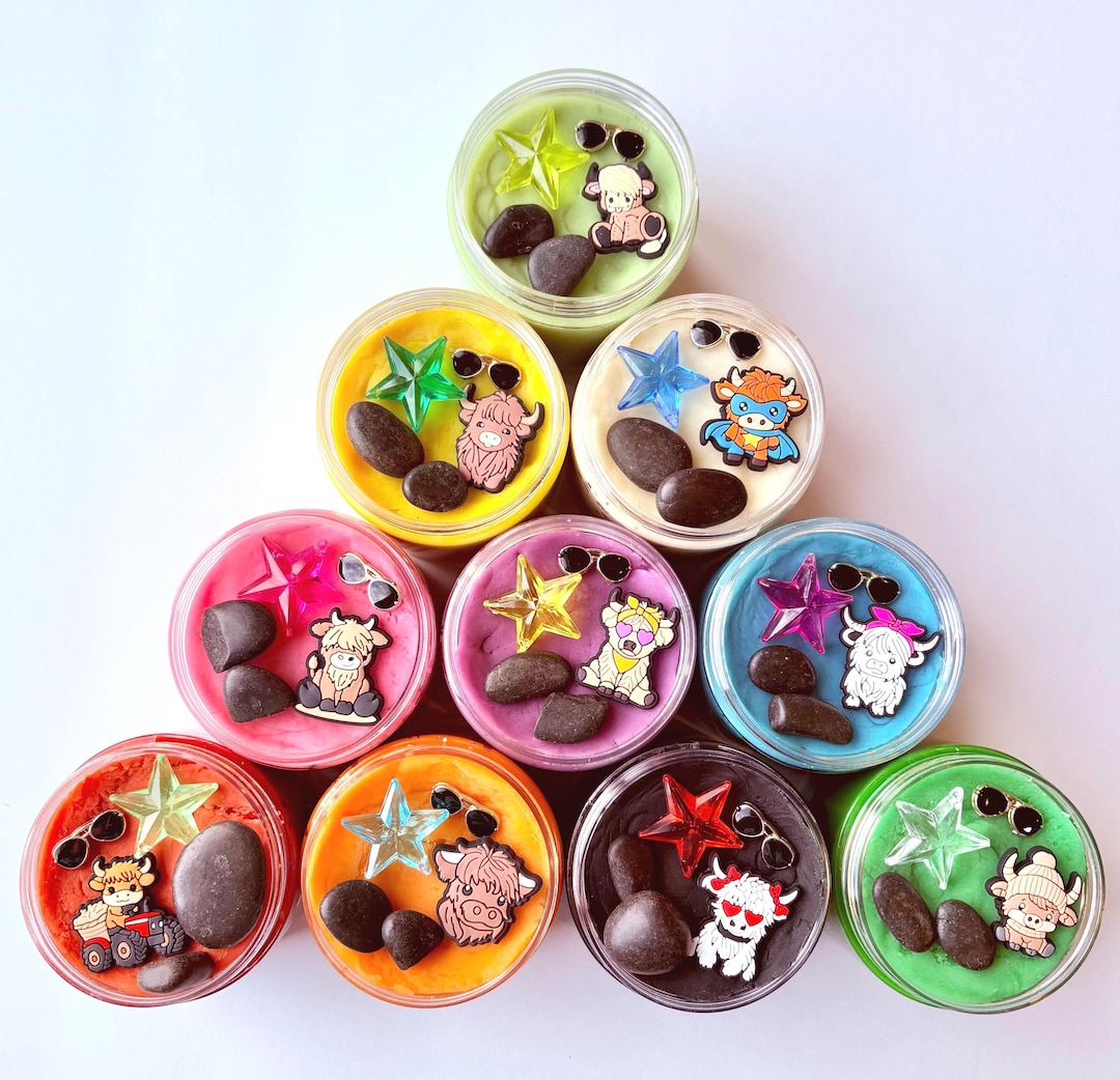 Highland Cow Play Dough Jar - Farm Animal Birthday Party | Long-lasting ...