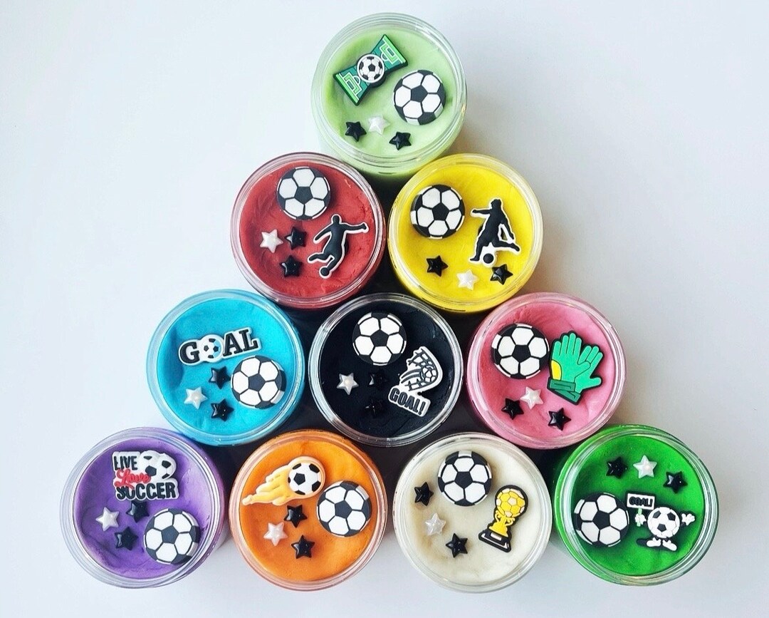 Soccer Play Dough Jars, Sports Birthday Party, Soccer Party Favors ...