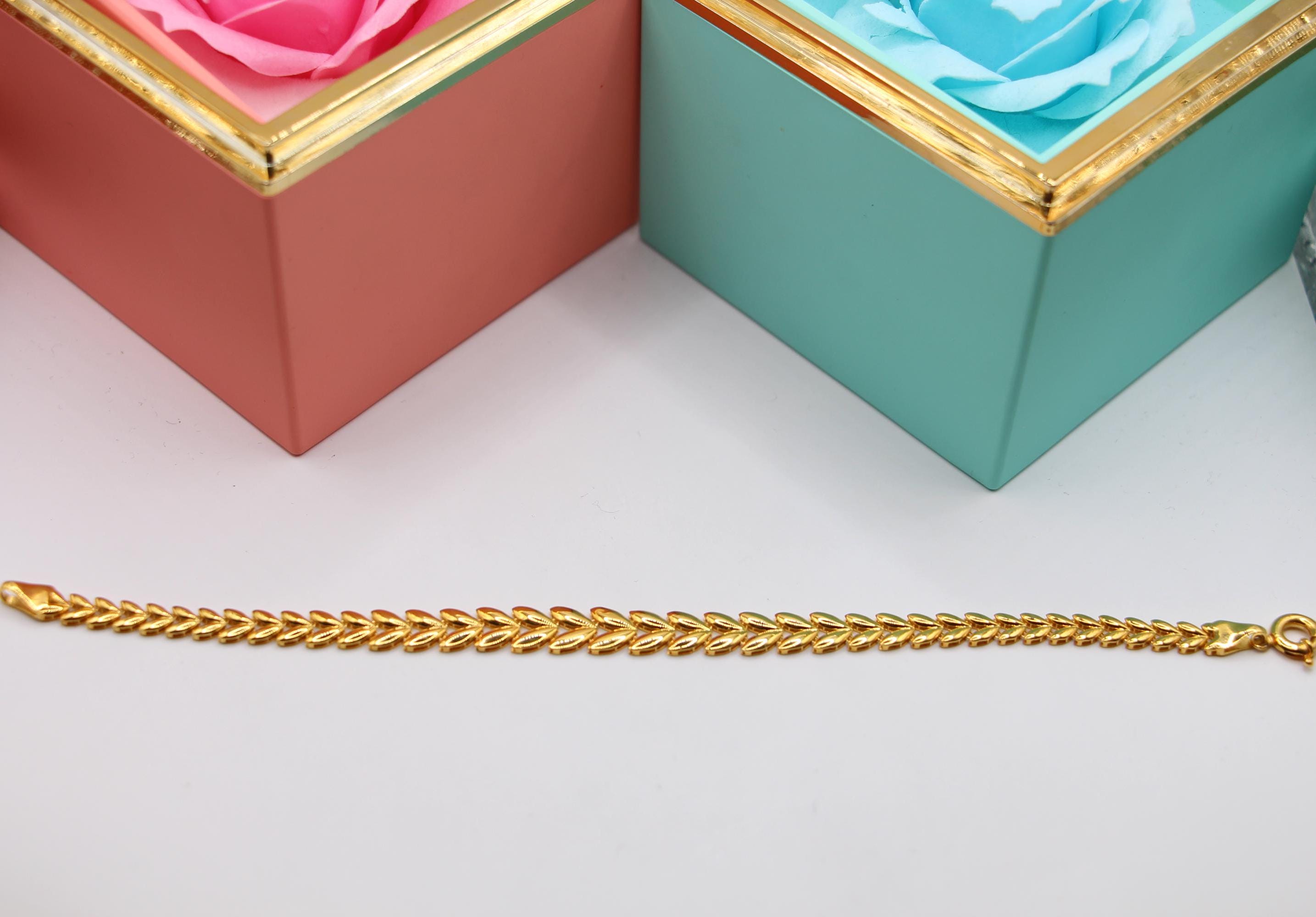 14K Solid Gold Wheat Palm Snake Chain Necklace, Solid Gold Wheat Chain ...