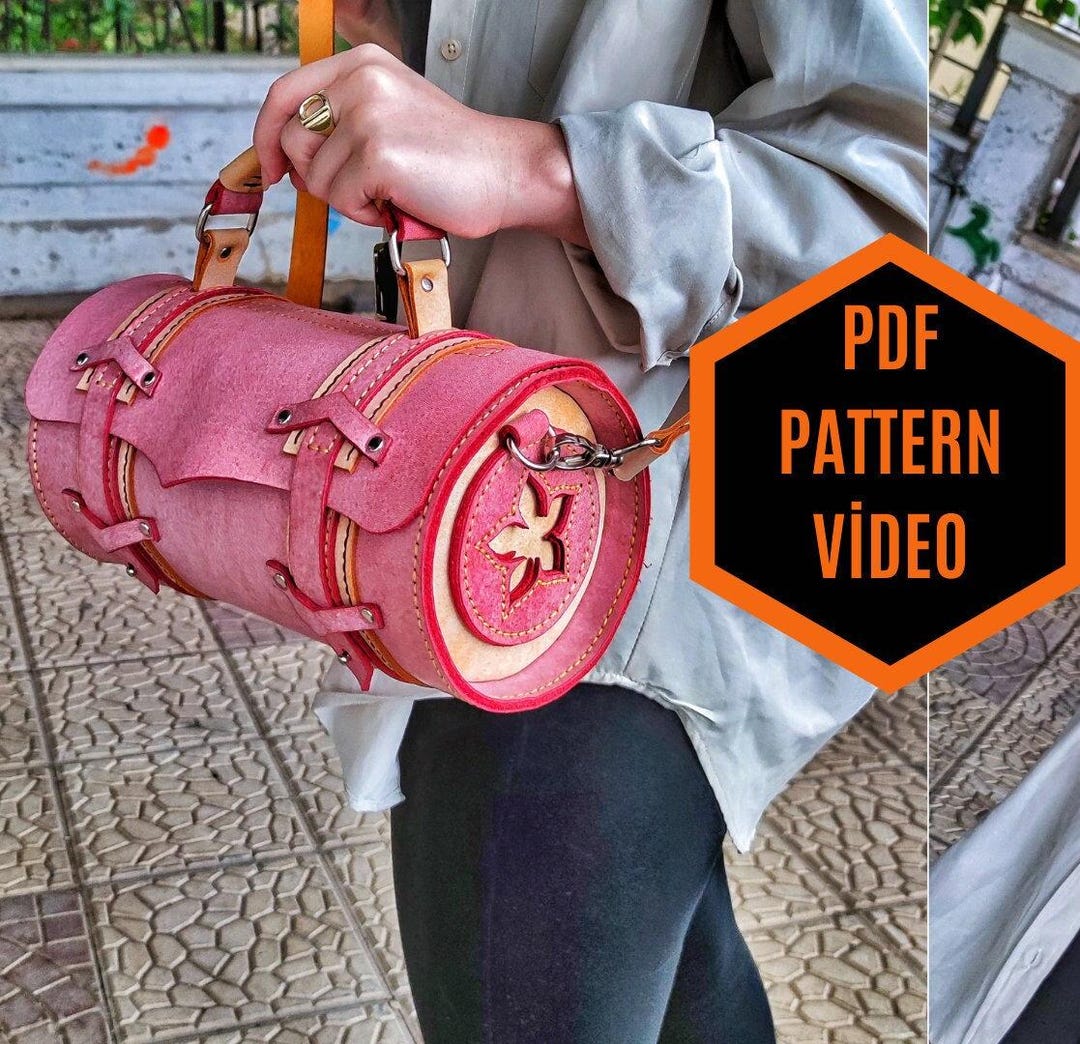 Woman Bag Pattern , Round Leather Bag Pattern, 10.6" / 5.5" PDF Pattern ...