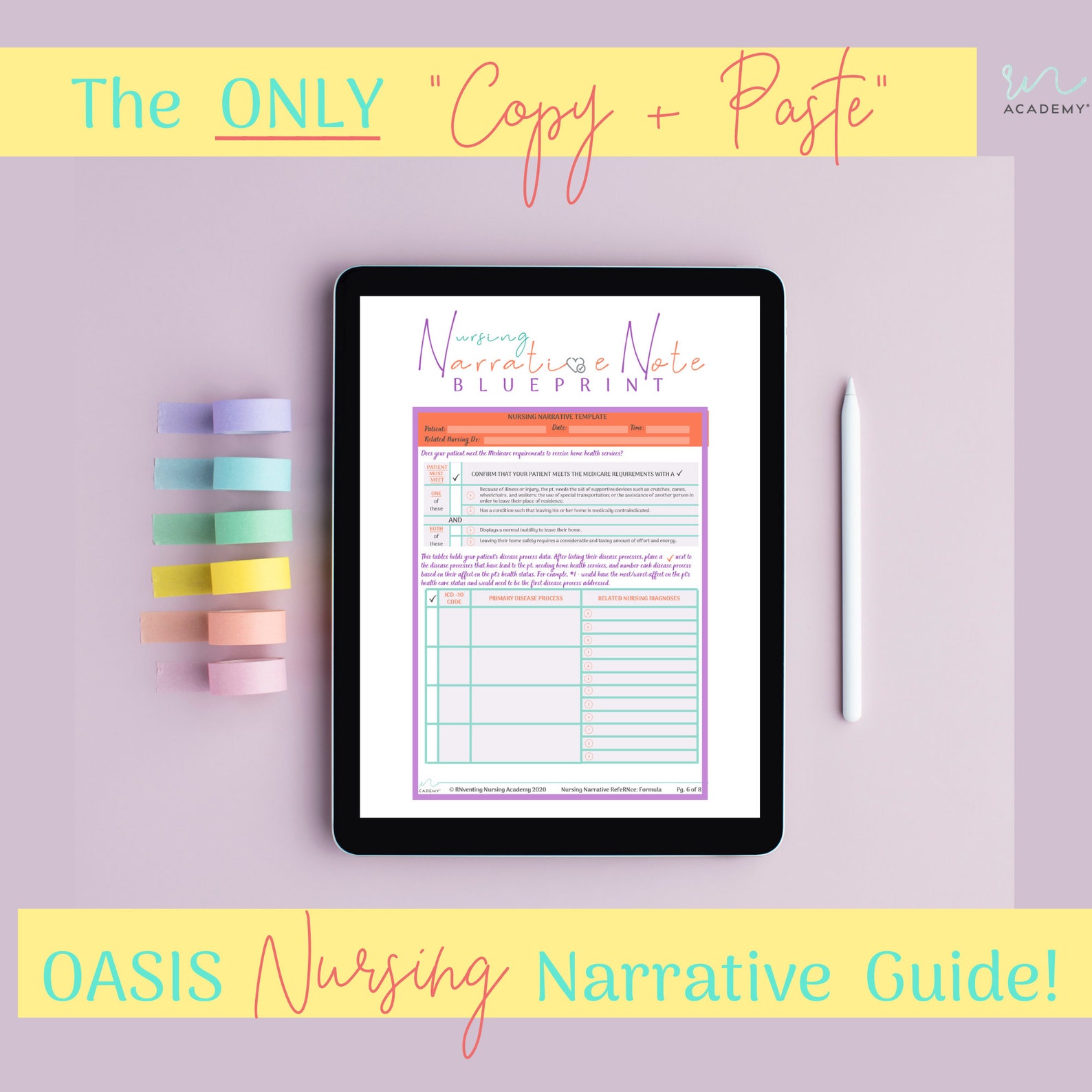 OASIS Home Health Nursing Narrative Note Blueprint Template | Etsy