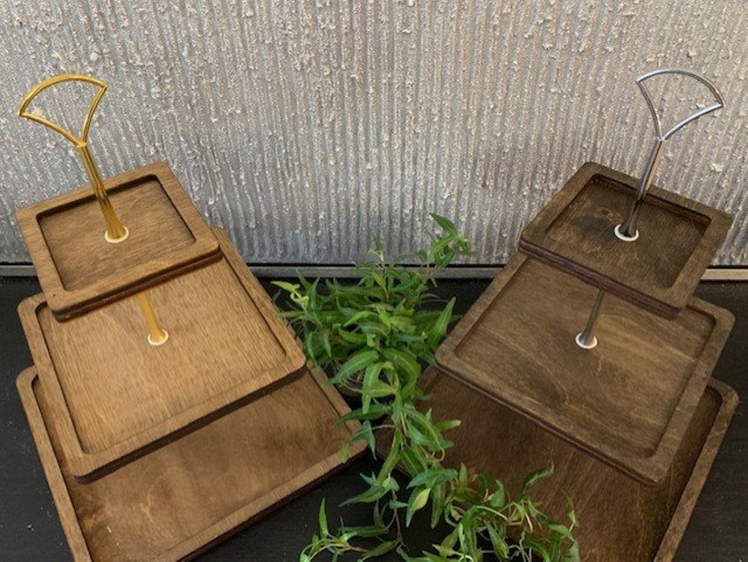 3 Tier Tray / 3 Tier Square Tray / Square Tray / Rustic Tier Tray - Etsy
