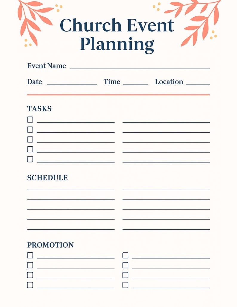 Church Event Planning Template | Printable Organizer for Women’s ...