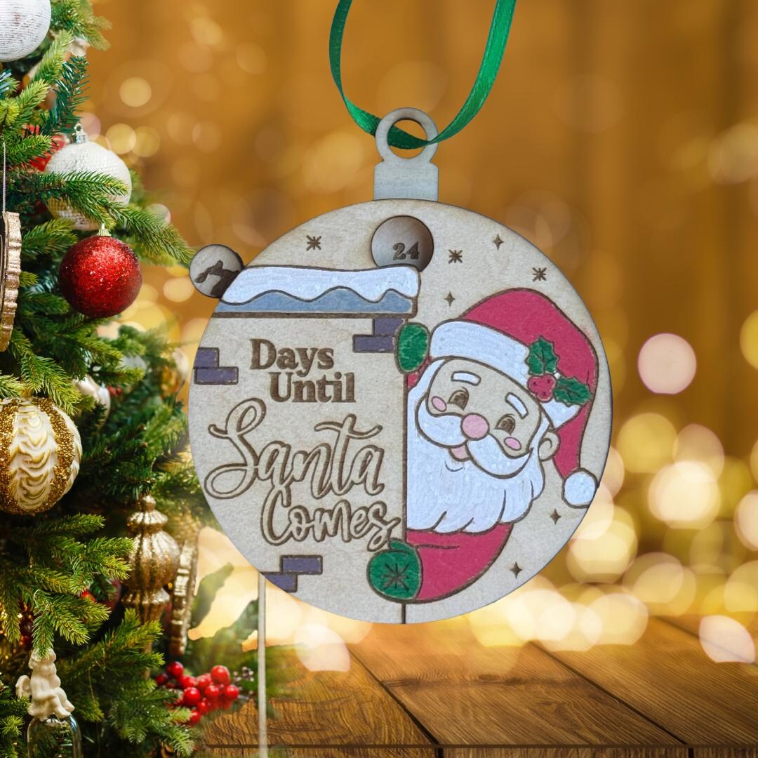 Wooden Santa Countdown Ornament • Christmas Countdown Calendar • Days ...