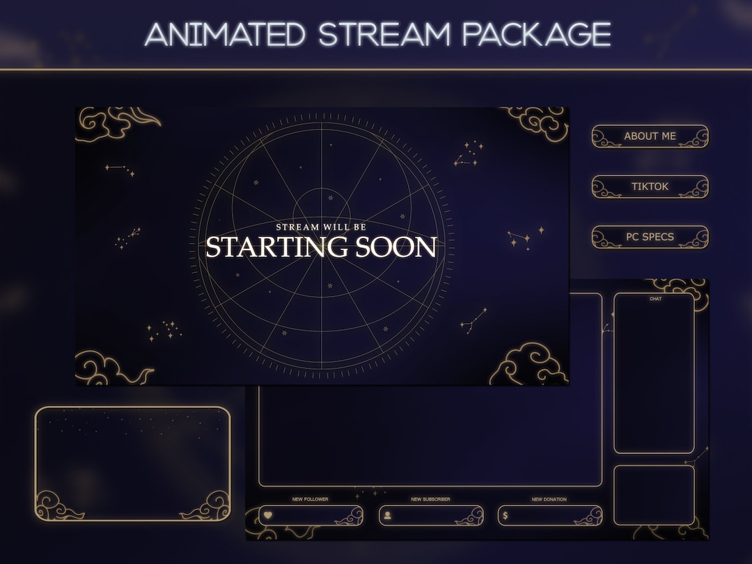 Celestial Animated Stream Overlay/dark Blue Theme/twitch Set/panels ...