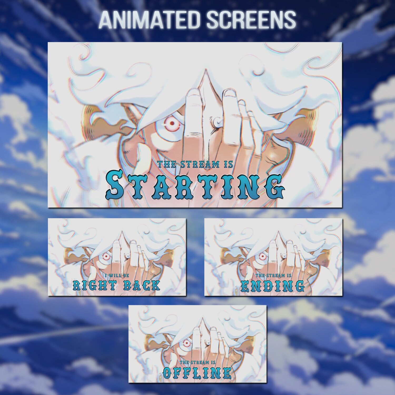 One Piece Overlay Pack Animated / Anime Twitch Pack / Animated Overlays ...