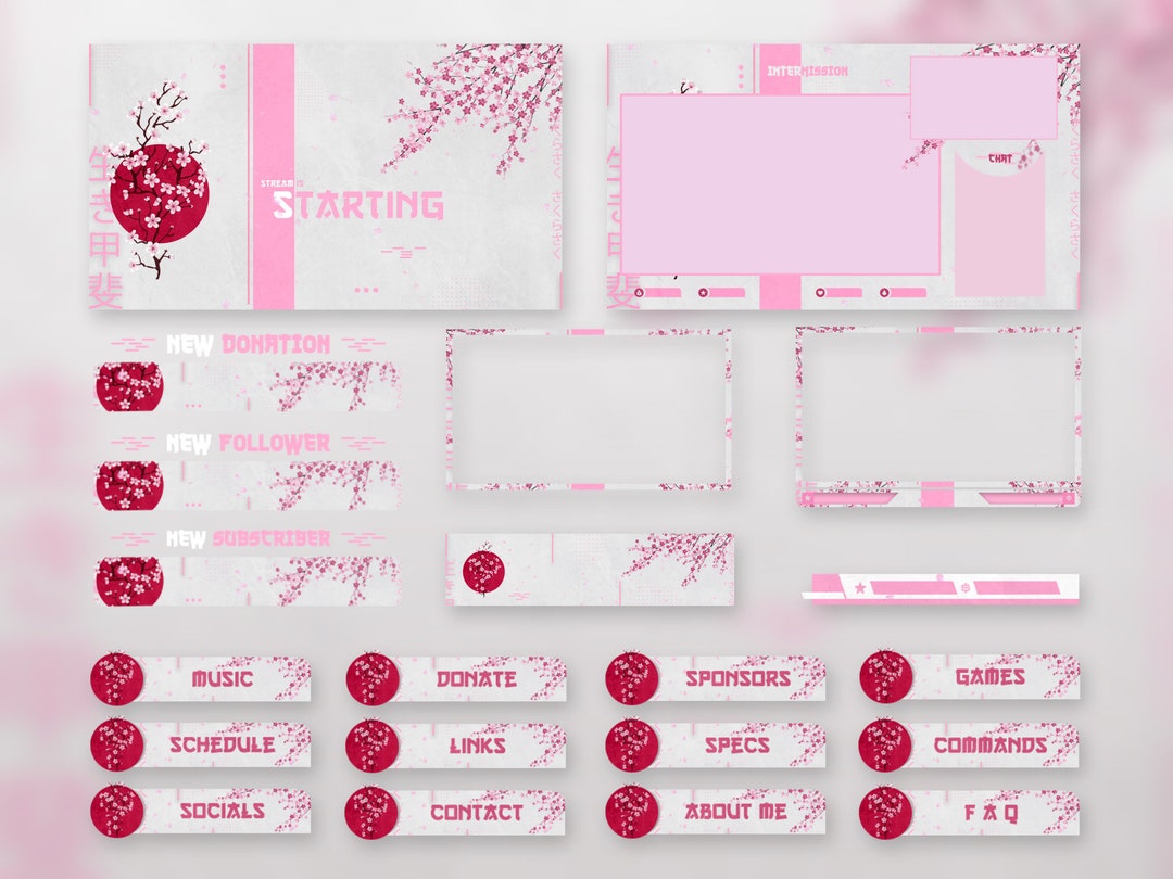Animated Stream Overlay Package Sakura Cherry Blossom - Etsy