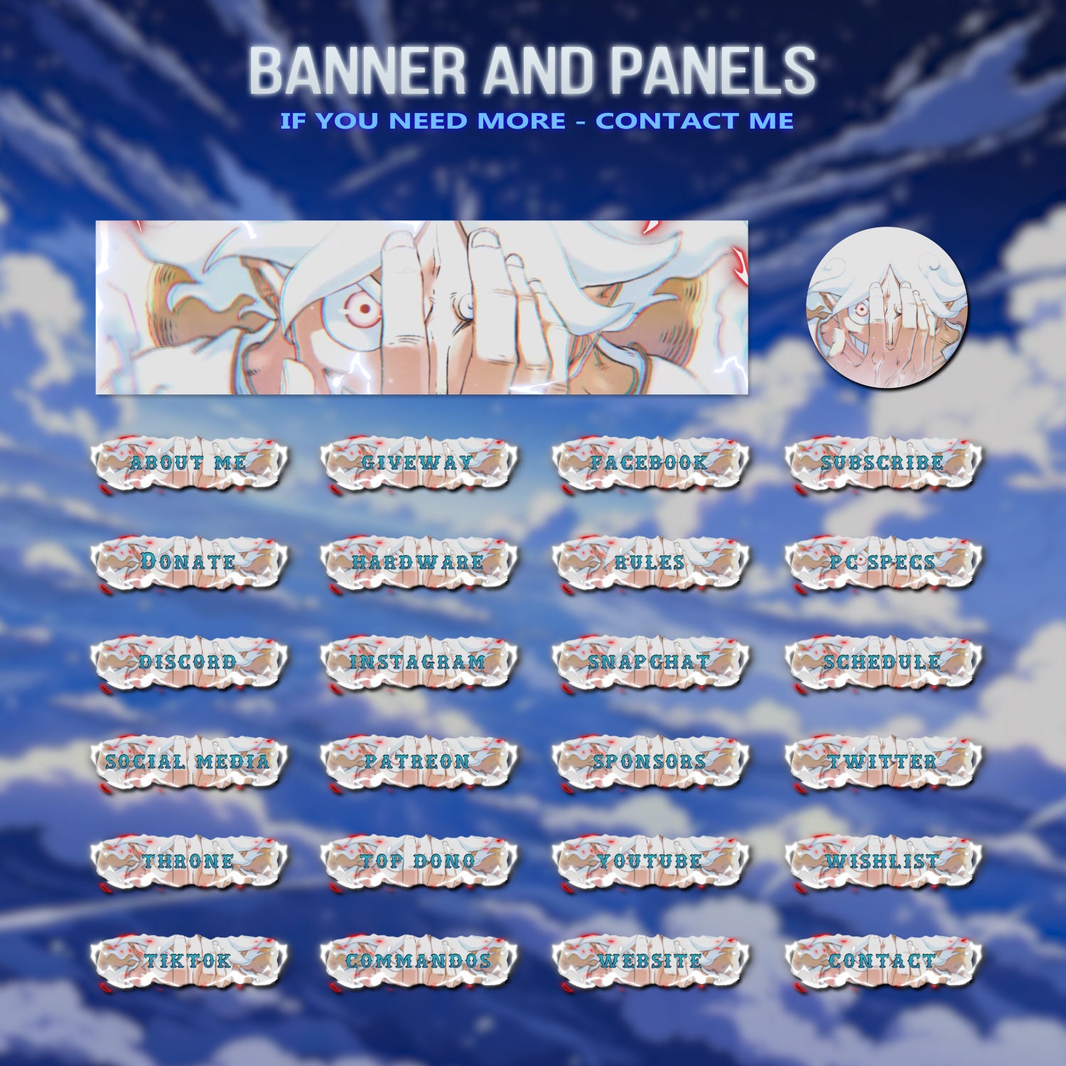 One Piece Overlay Pack Animated / Anime Twitch Pack / Animated Overlays ...