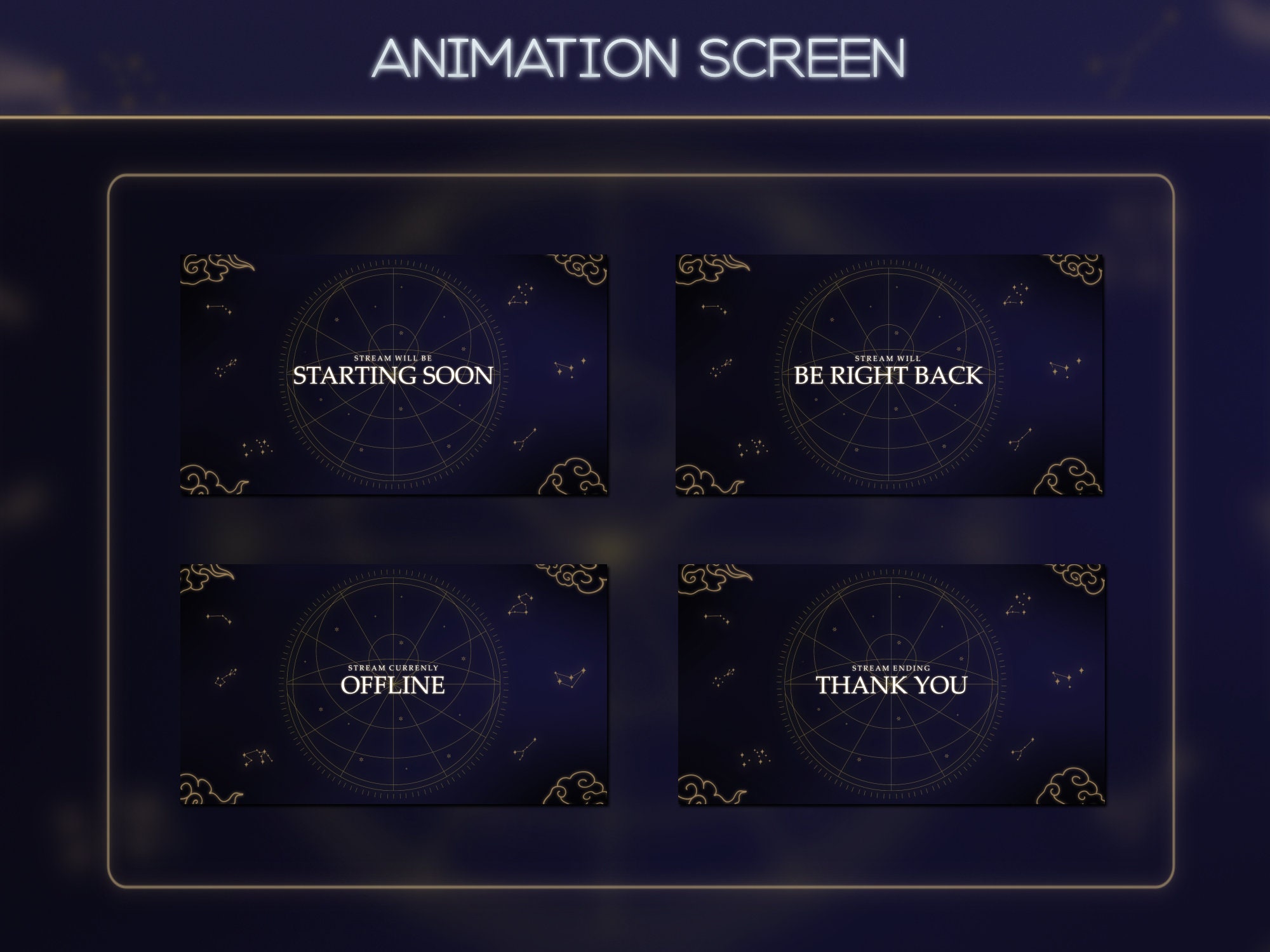 Celestial Animated Stream Overlay/dark Blue Theme/twitch Set/panels ...