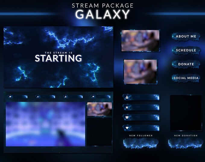 Galaxy Animated Stream Overlay for Twitch, Kick, Youtube/space Theme ...