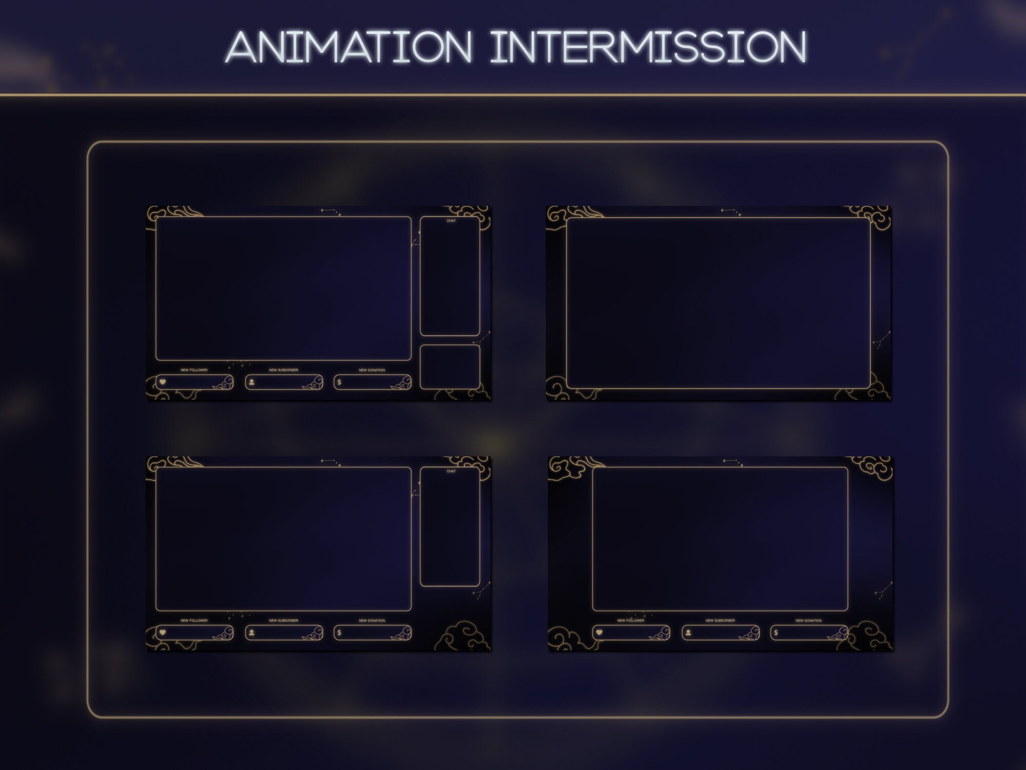 Celestial Animated Stream Overlay/dark Blue Theme/twitch Set/panels ...
