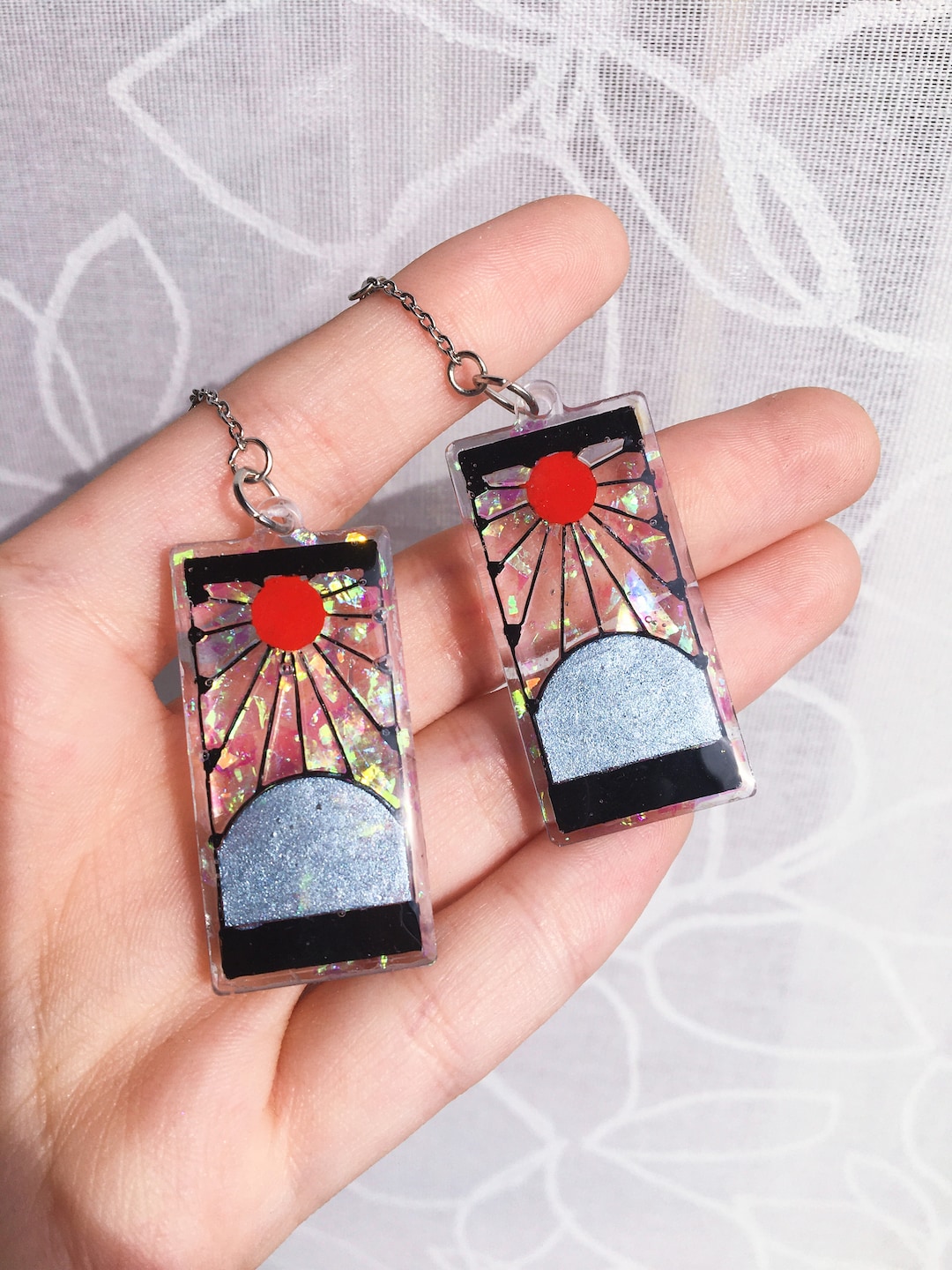 Hanafuda Earrings Resin - Japan Earrings - Anime Earrings - Hanafuda ...