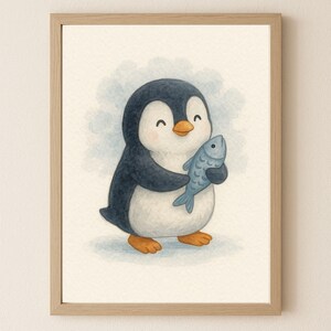 Watercolor Penguin Wall Art Set Printable Nursery Decor Cute Arctic ...