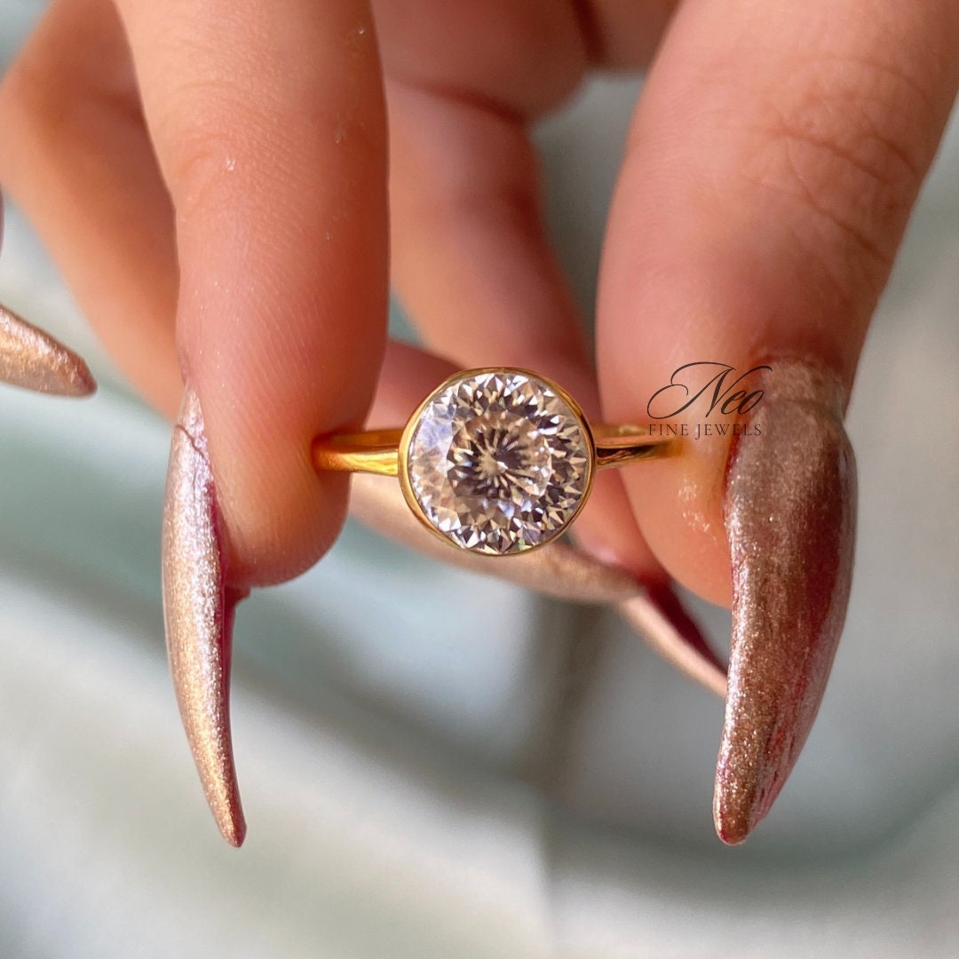 2ct Portuguese Cut Diamond Ring, 100 Facets Moissanite Ring, Portuguese ...