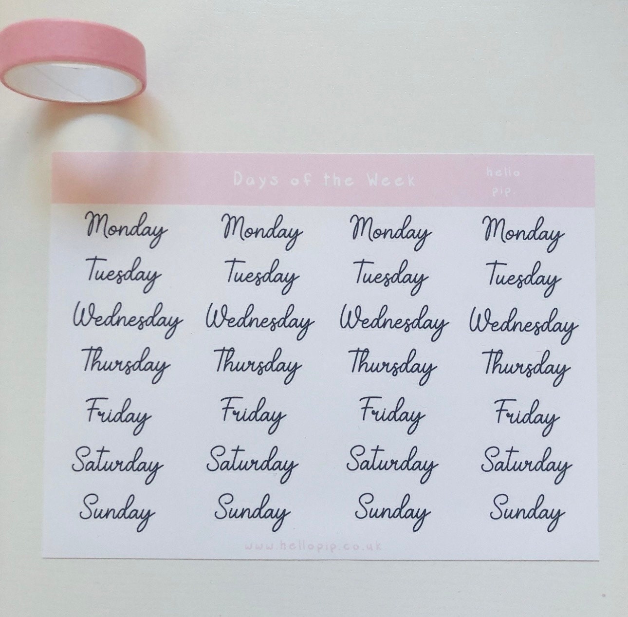 Days of the Week Stickers Minimal Planner Stickers Script - Etsy UK