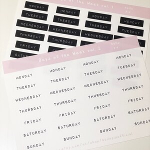 Days of the Week Stickers Weekday Stickers Planner | Etsy