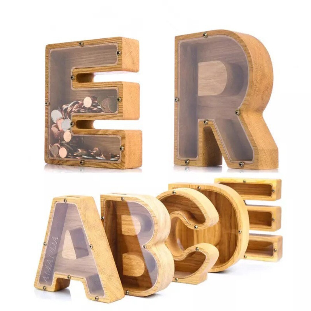 Personalized Wooden Letter Piggy Bank,coin Bank With Name, Kids Room ...