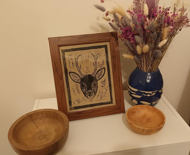 Roe Deer Buck Original Lino Print - Etsy UK