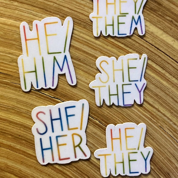 Pronoun Stickers Badge - Etsy