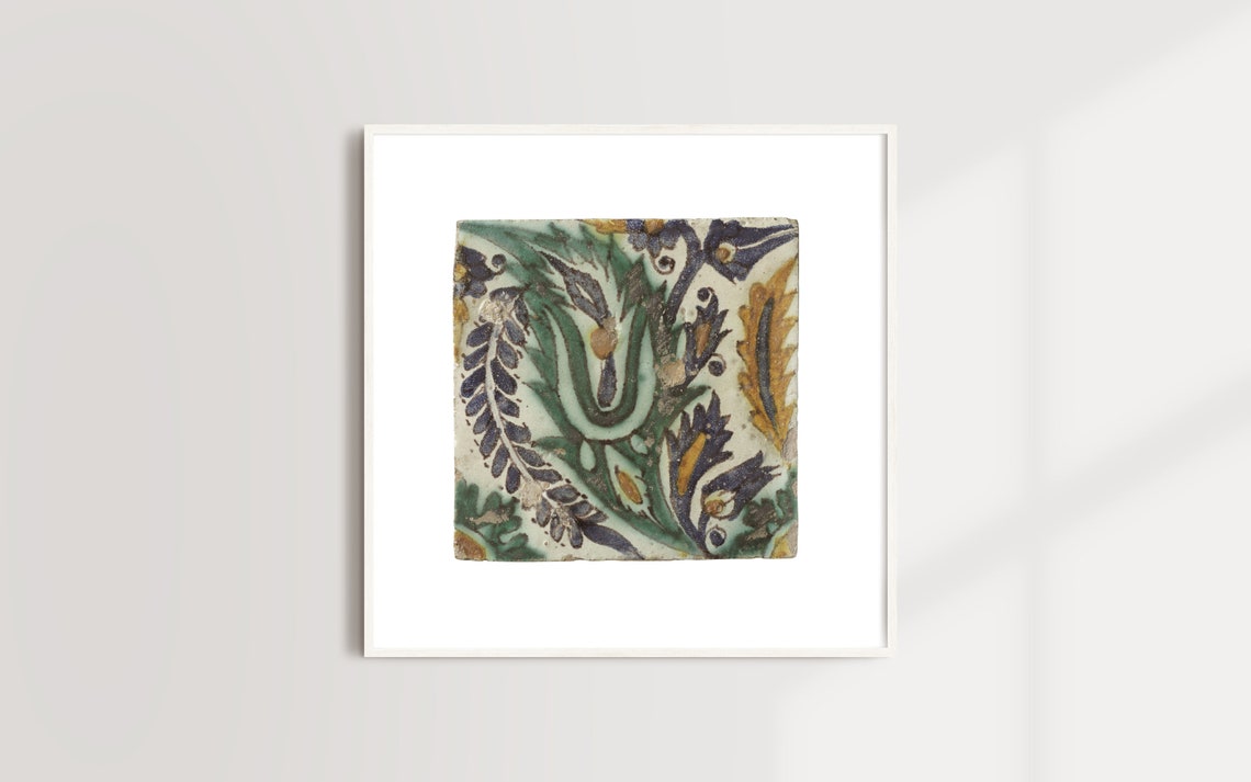 Vintage Tile Prints Set of 4 Painted Tile Art Farmhouse - Etsy