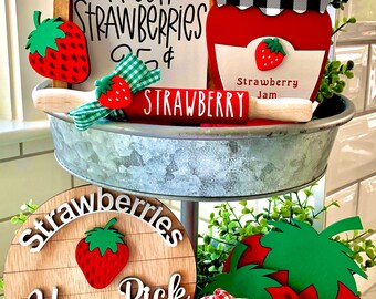 Strawberry Tiered Tray Decor - Etsy