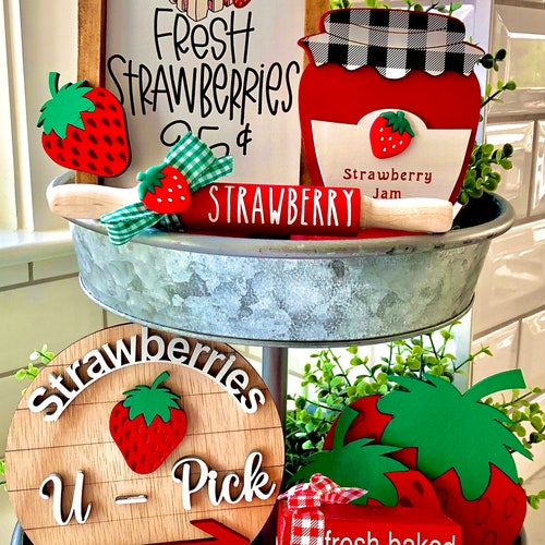 Strawberry Tiered Tray Decor Strawberry Home Decor Display - Etsy