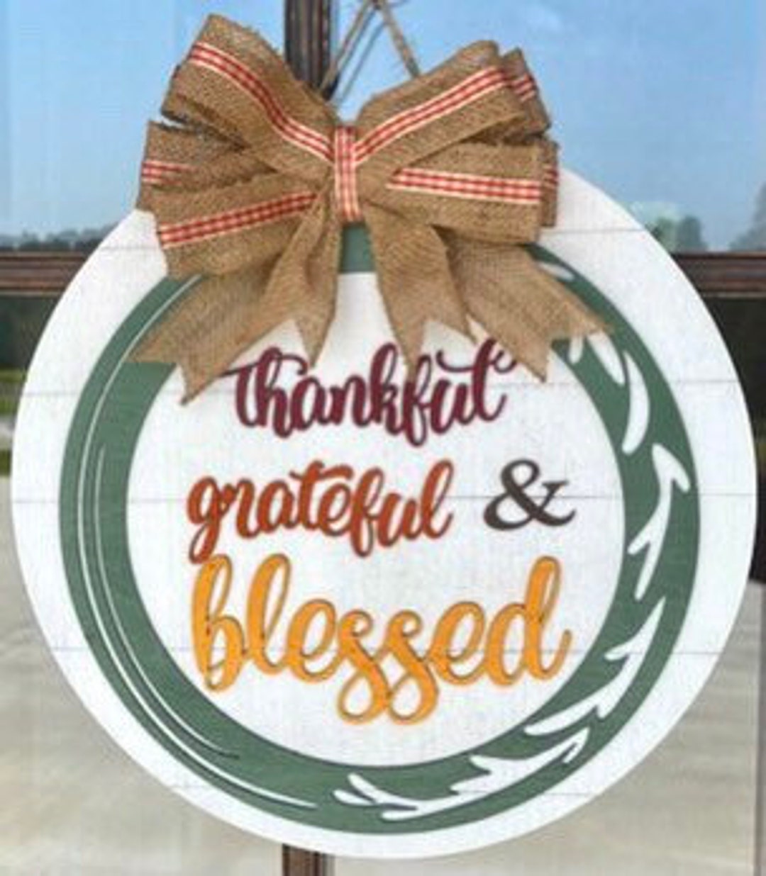 Fall Door Hanger | Grateful, Thankful & Blessed | Fall Wreath | Autumn ...