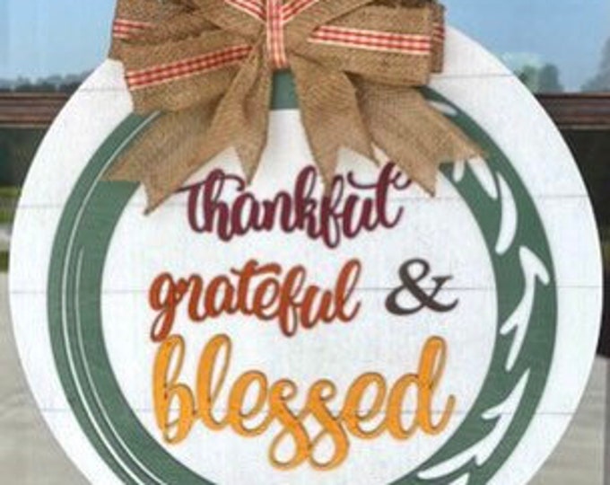 Thankful Grateful Blessed Metal Leaf Wall Art Sign Wreath | Home Decor ...